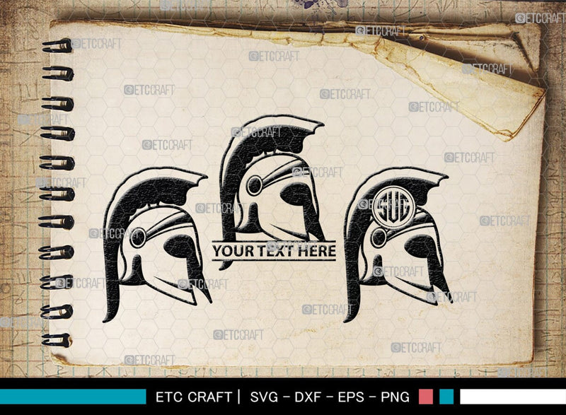 Greek Helmet Monogram, Greek Helmet Silhouette, Greek Helmet SVG ...