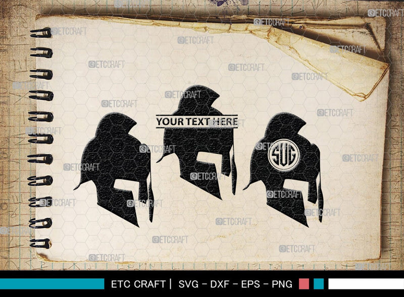 Greek Helmet Monogram, Greek Helmet Silhouette, Greek Helmet SVG ...