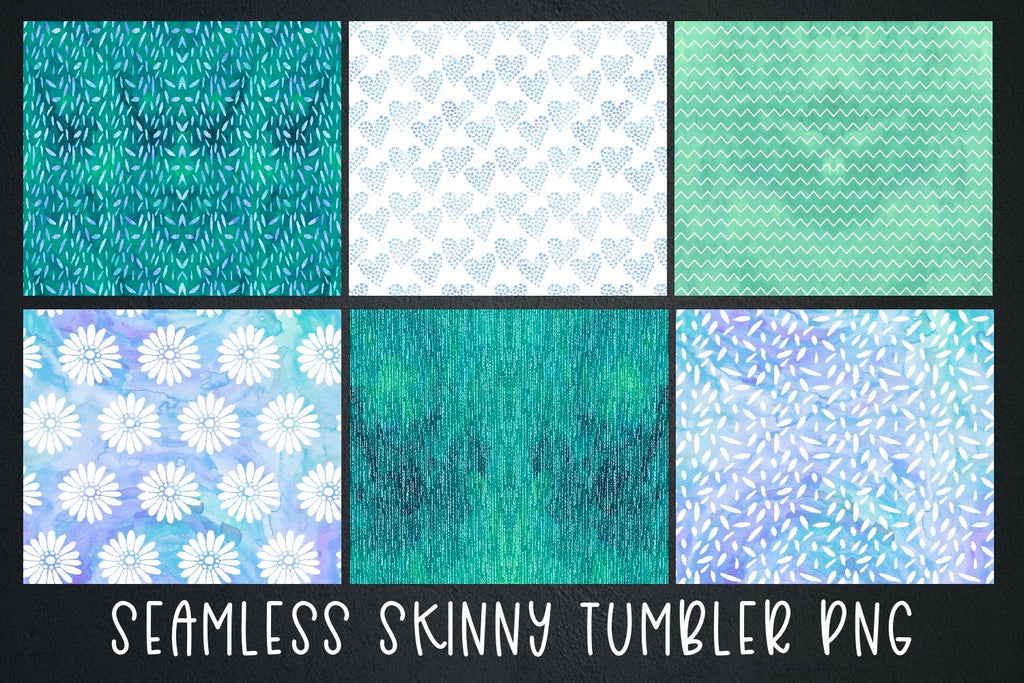 Green and Blue Watercolor Skinny Tumbler Wrap Collection - Sublimation ...