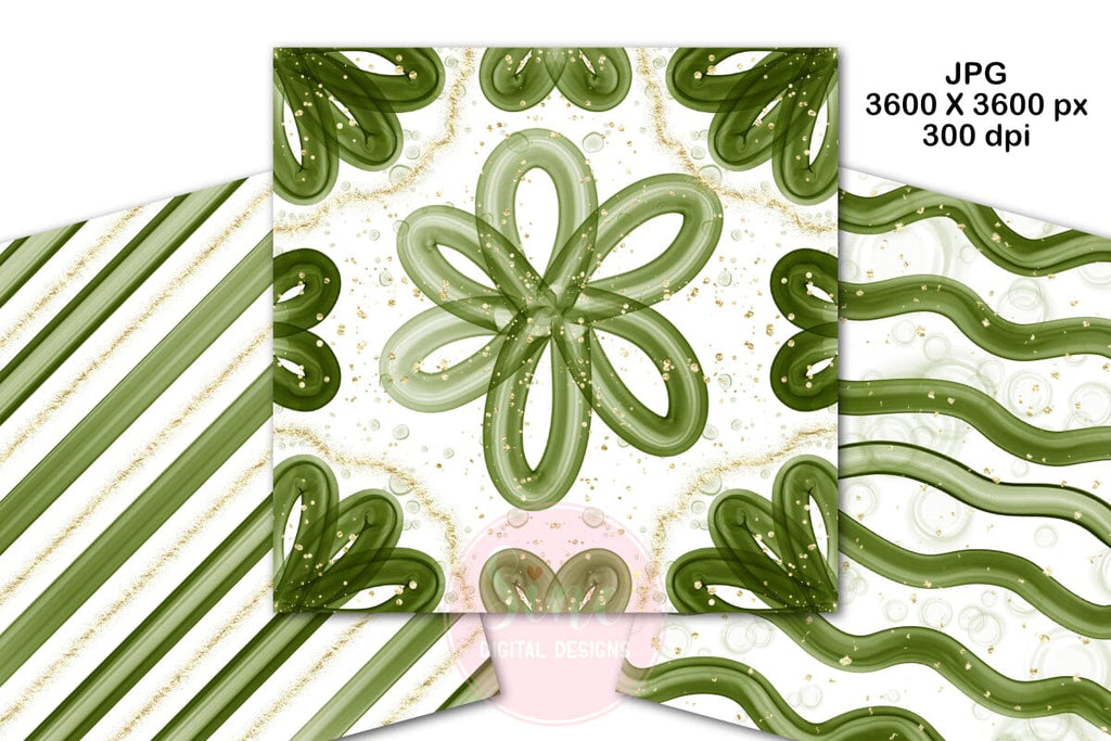 Green Ink Glitter Digital Papers Backgrounds Set - So Fontsy