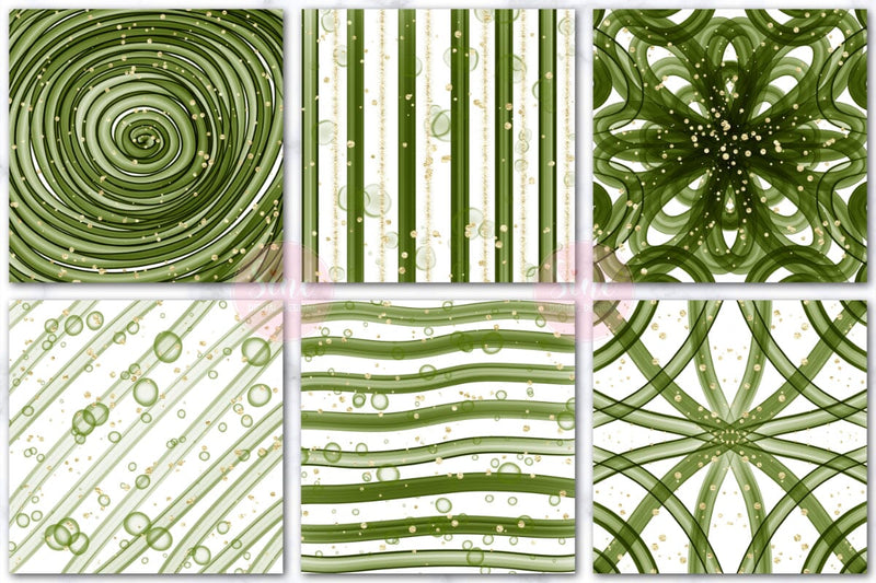 Green Ink Glitter Digital Papers Backgrounds Set - So Fontsy