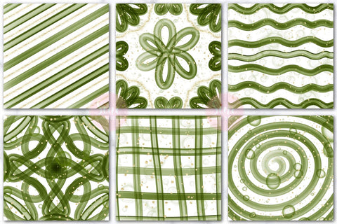 Green Ink Glitter Digital Papers Backgrounds Set - So Fontsy