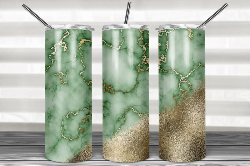 Green Marble 20oz Skinny Tumbler Sublimation - So Fontsy