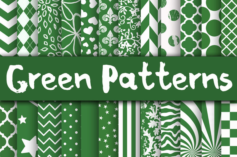 Green Patterns Digital Paper - So Fontsy