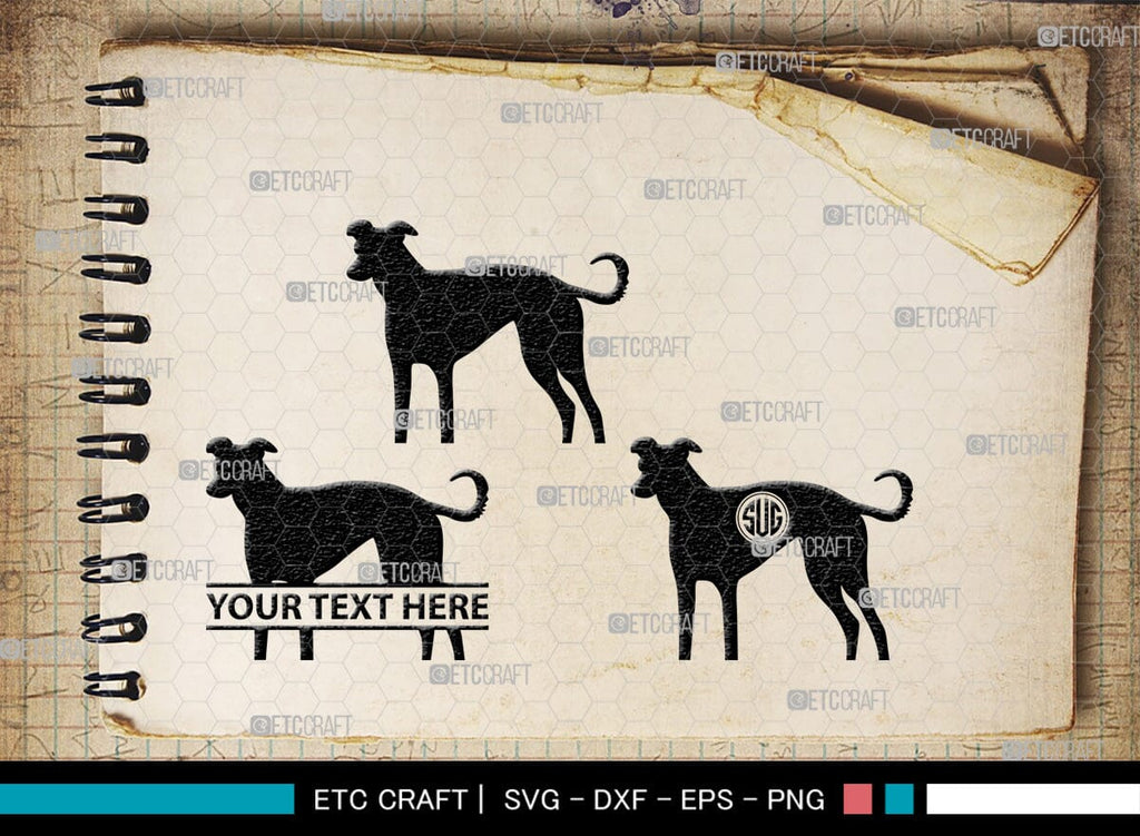 Greyhound Dog Monogram, Greyhound Dog Silhouette, Greyhound Svg, Dog ...