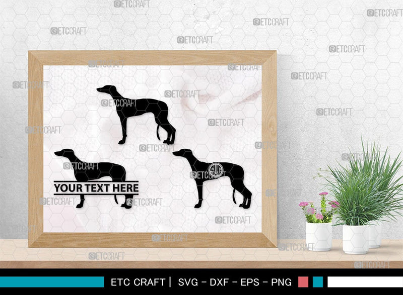 Greyhound Dog Monogram, Greyhound Dog Silhouette, Greyhound Svg, Dog ...