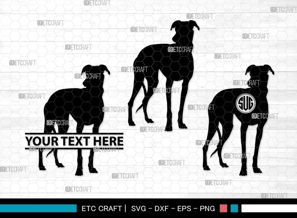 Greyhound Dog Monogram, Greyhound Dog Silhouette, Greyhound Svg, Dog ...