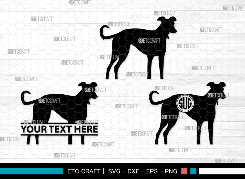 Greyhound Dog Monogram, Greyhound Dog Silhouette, Greyhound Svg, Dog ...