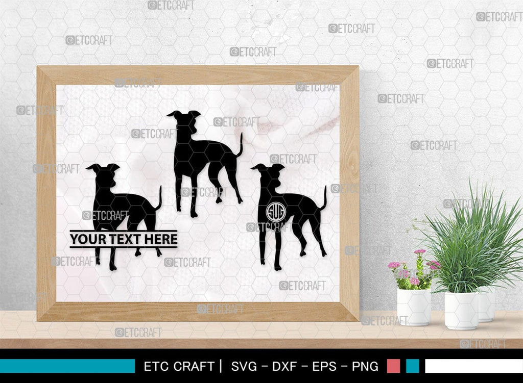 Greyhound Dog Monogram, Greyhound Dog Silhouette, Greyhound Svg, Dog ...