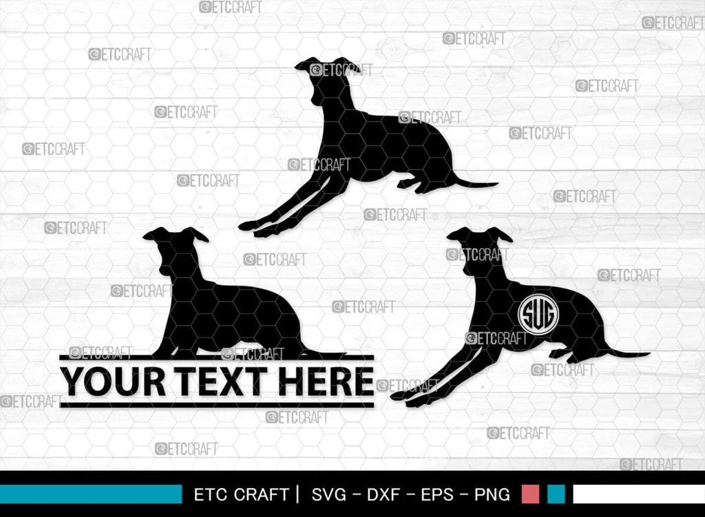 Greyhound Dog Monogram, Greyhound Dog Silhouette, Greyhound Svg, Dog ...