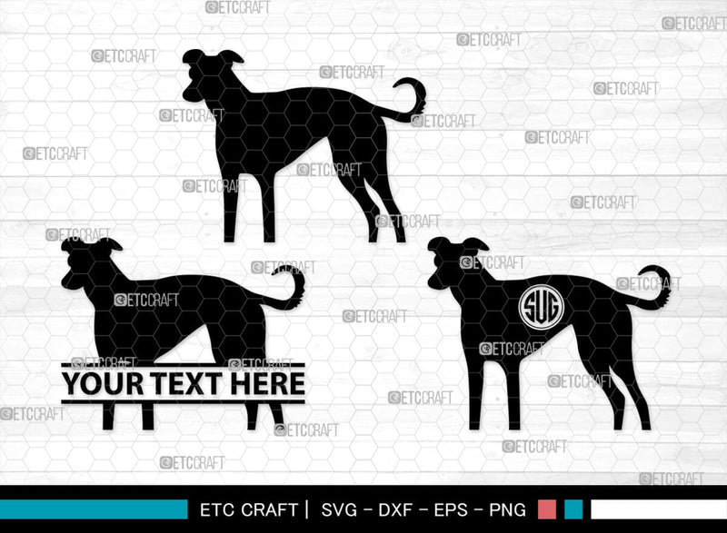 Greyhound Dog Monogram, Greyhound Dog Silhouette, Greyhound Svg, Dog ...