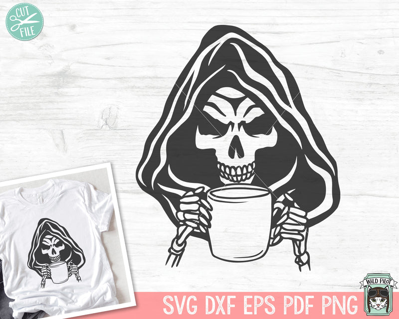 Grim Reaper SVG, Coffee SVG, Skull SVG, Halloween svg, Halloween Coffee ...
