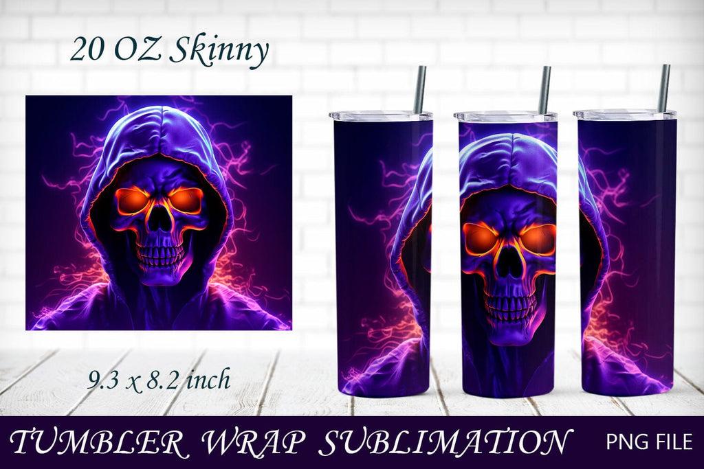 Grim reaper tumbler wrap, Halloween horror sublimation - So Fontsy