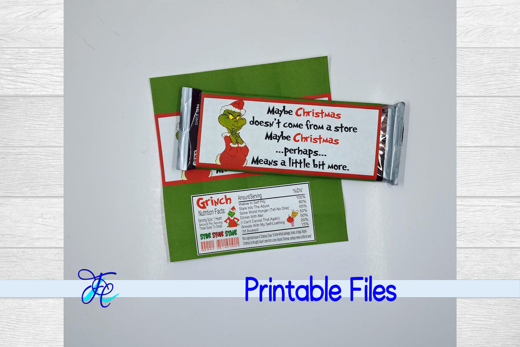 Grinch Candy Bar Wrapper - So Fontsy