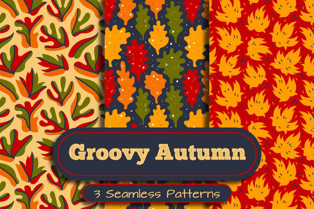 Groovy Autumn Seamless Patterns - So Fontsy