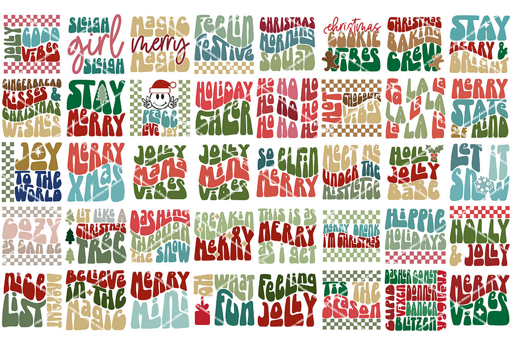 Groovy Christmas Mega Sticker PNG Bundle | 50 Designs - So Fontsy