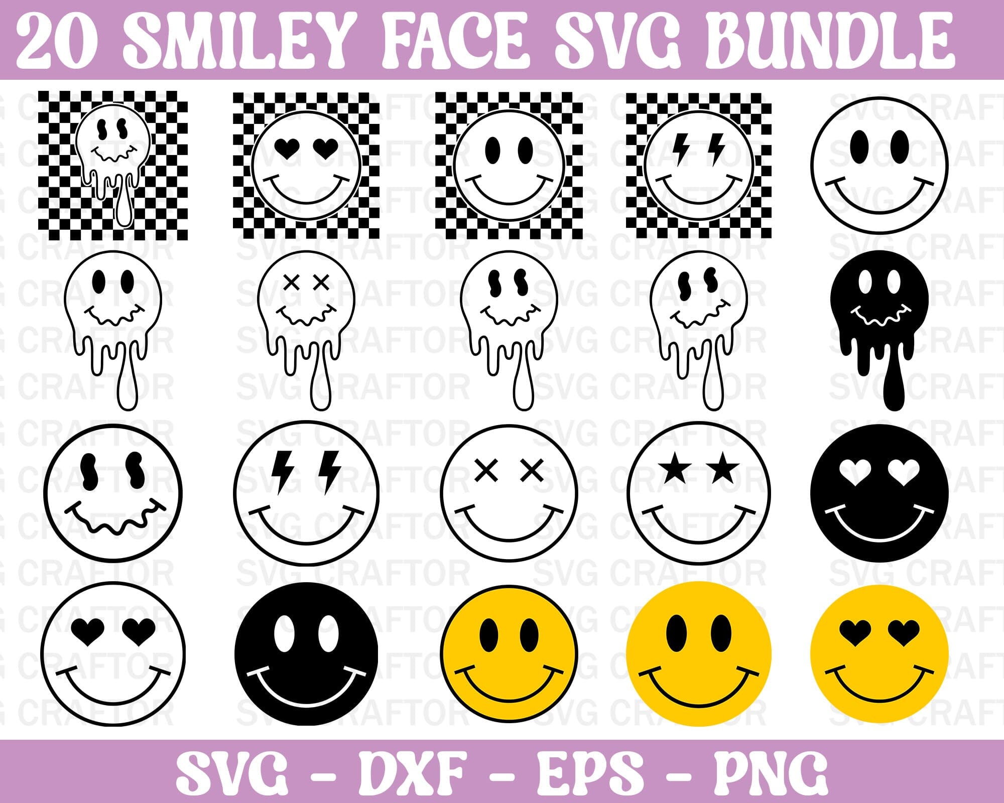 Groovy Smiley face Svg Bundle, smiley svg, drippy smiley svg, melting ...