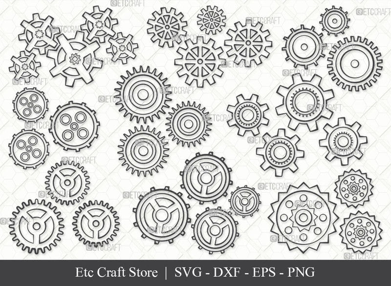 Growing Gears SVG, Gears Outline, Metal Gears Svg, Machine Gear Svg ...