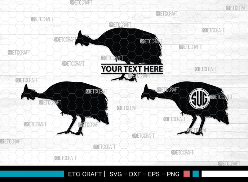 Guinea Fowl Monogram, Guinea Fowl Silhouette, Guinea Fowl SVG, Fowl Svg ...