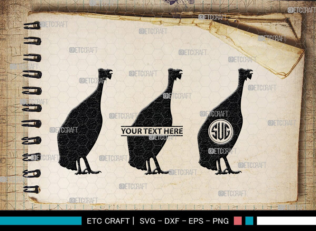 Guinea Fowl Monogram, Guinea Fowl Silhouette, Guinea Fowl SVG, Fowl Svg ...