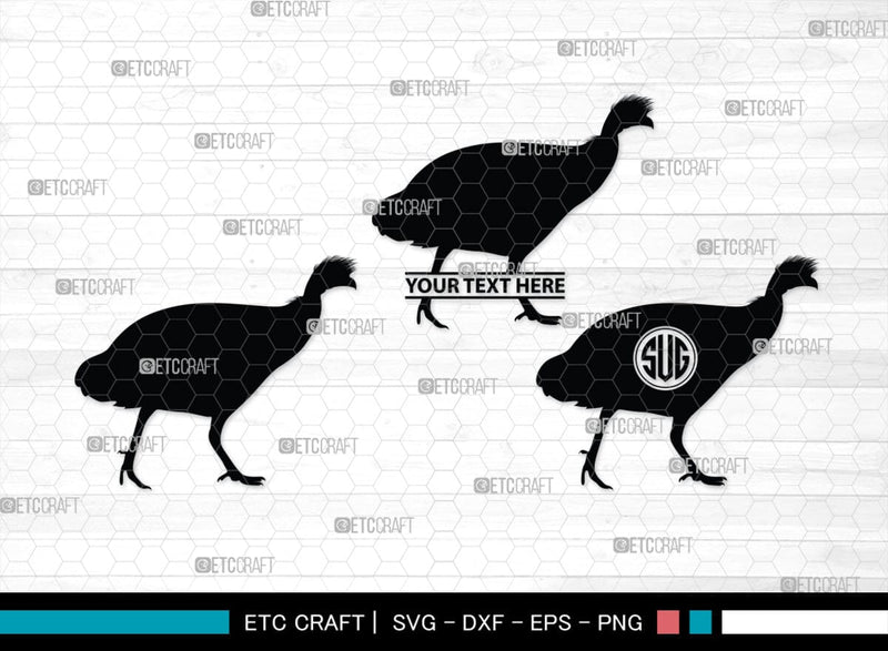 Guinea Fowl Monogram, Guinea Fowl Silhouette, Guinea Fowl SVG, Fowl Svg ...