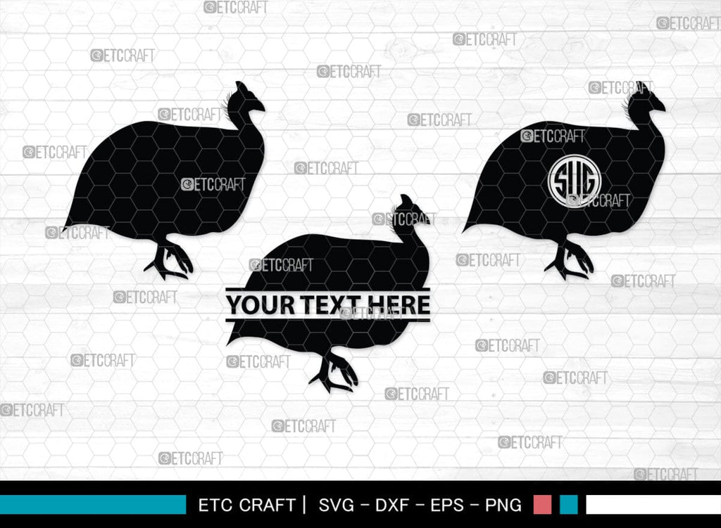 Guinea Fowl Monogram, Guinea Fowl Silhouette, Guinea Fowl SVG, Fowl Svg ...