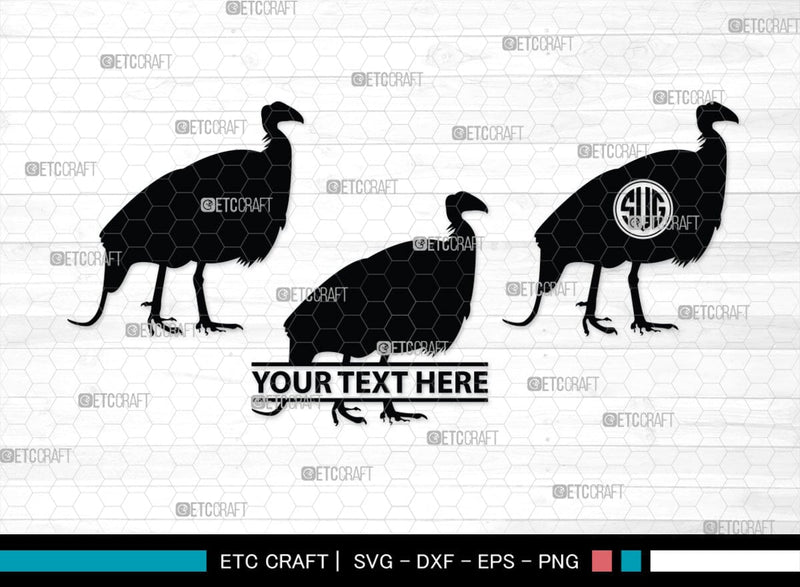 Guinea Fowl Monogram, Guinea Fowl Silhouette, Guinea Fowl SVG, Fowl Svg ...