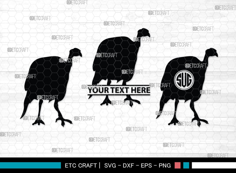Guinea Fowl Monogram, Guinea Fowl Silhouette, Guinea Fowl SVG, Fowl Svg ...