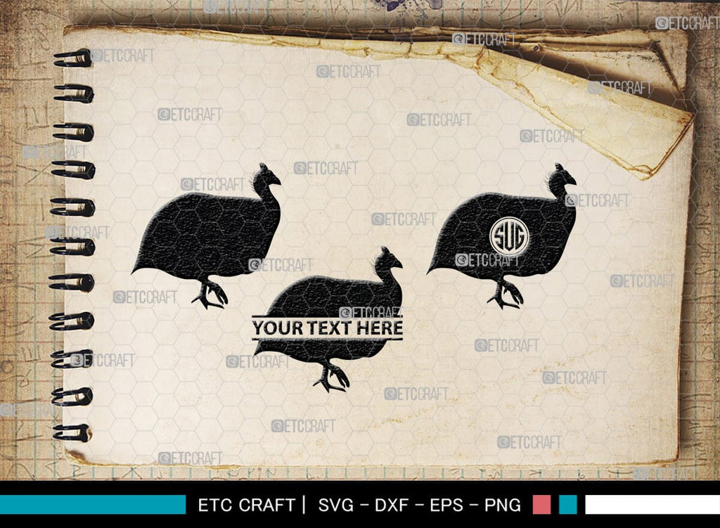 Guinea Fowl Monogram, Guinea Fowl Silhouette, Guinea Fowl SVG, Fowl Svg ...