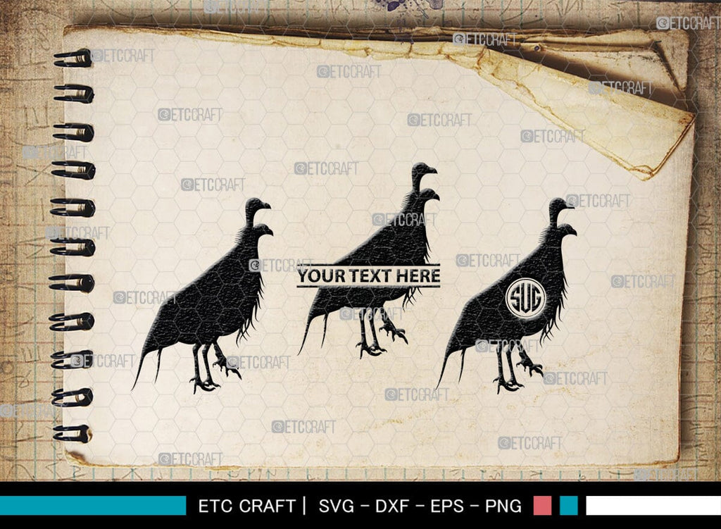 Guinea Fowl Monogram, Guinea Fowl Silhouette, Guinea Fowl SVG, Fowl Svg ...