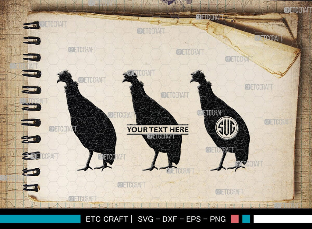 Guinea Fowl Monogram, Guinea Fowl Silhouette, Guinea Fowl SVG, Fowl Svg ...