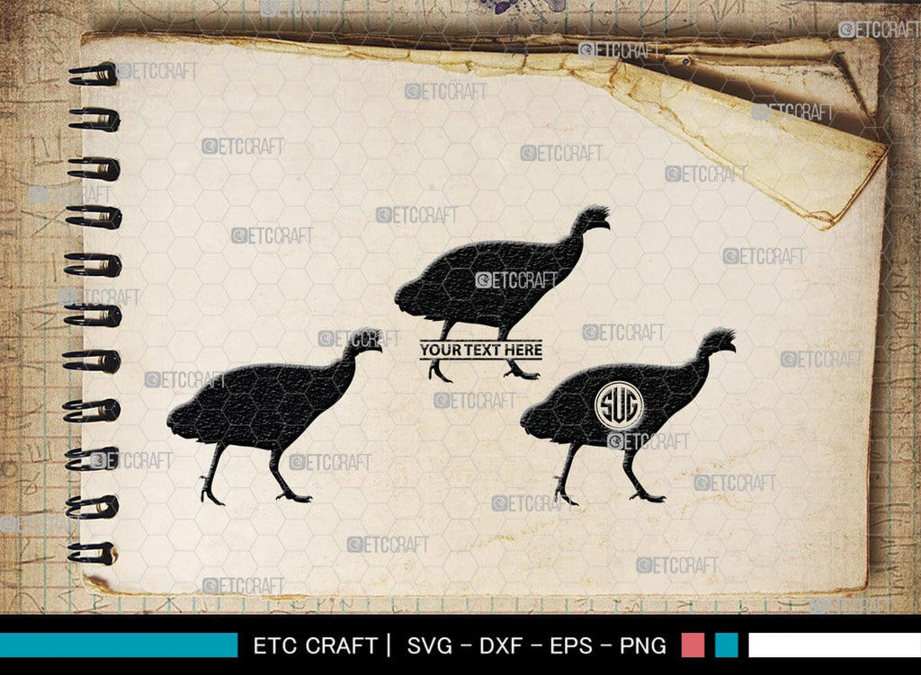 Guinea Fowl Monogram, Guinea Fowl Silhouette, Guinea Fowl SVG, Fowl Svg ...