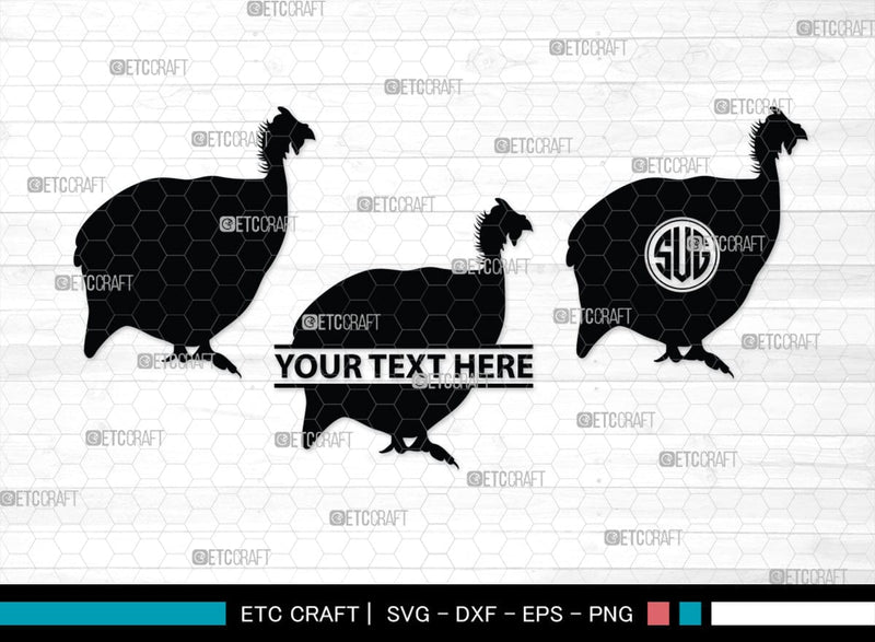 Guinea Fowl Monogram, Guinea Fowl Silhouette, Guinea Fowl SVG, Fowl Svg ...