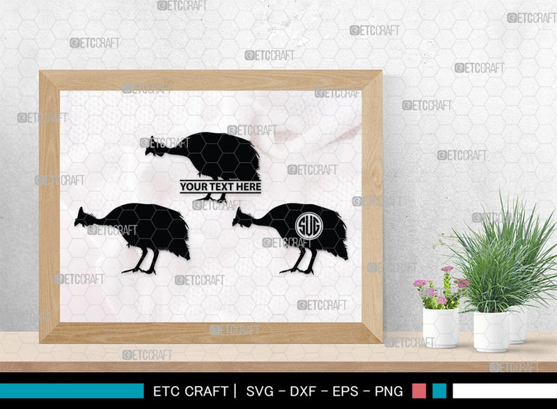 Guinea Fowl Monogram, Guinea Fowl Silhouette, Guinea Fowl SVG, Fowl Svg ...