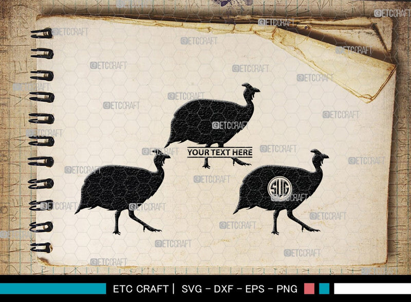 Guinea Fowl Monogram, Guinea Fowl Silhouette, Guinea Fowl SVG, Fowl Svg ...