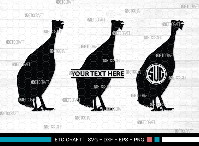 Guinea Fowl Monogram, Guinea Fowl Silhouette, Guinea Fowl SVG, Fowl Svg ...