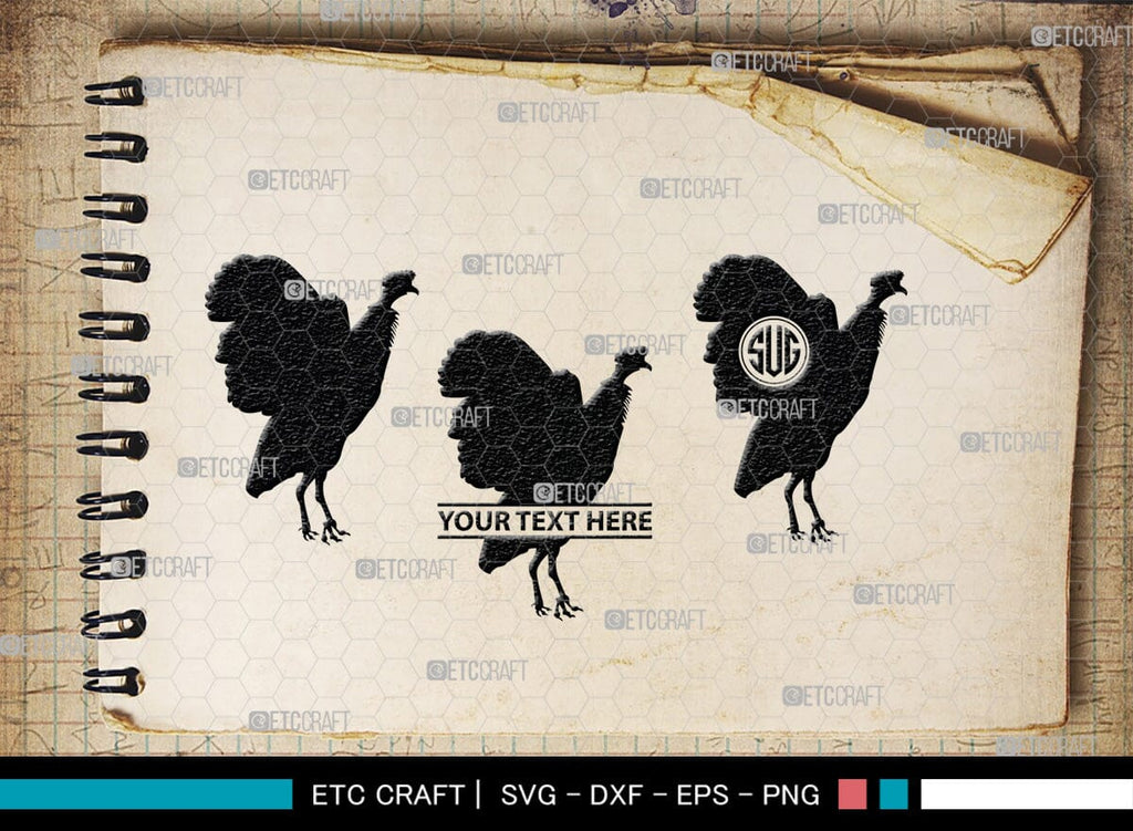 Guinea Fowl Monogram, Guinea Fowl Silhouette, Guinea Fowl SVG, Fowl Svg ...