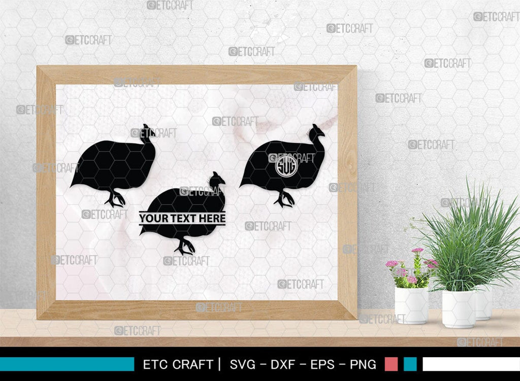 Guinea Fowl Monogram, Guinea Fowl Silhouette, Guinea Fowl SVG, Fowl Svg ...