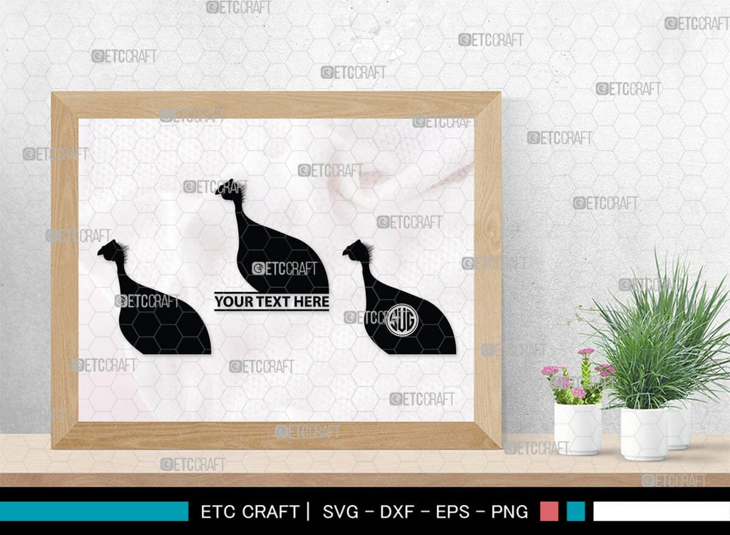 Guinea Fowl Monogram, Guinea Fowl Silhouette, Guinea Fowl SVG, Fowl Svg ...