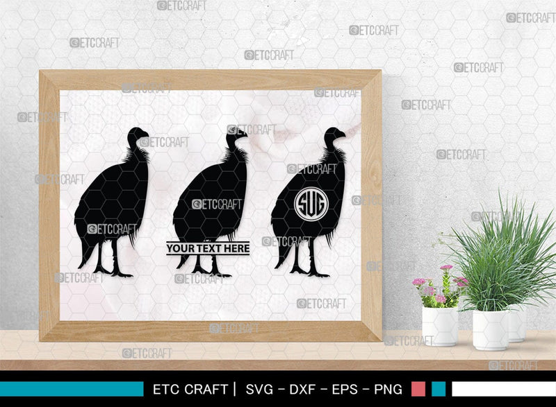 Guinea Fowl Monogram, Guinea Fowl Silhouette, Guinea Fowl SVG, Fowl Svg ...