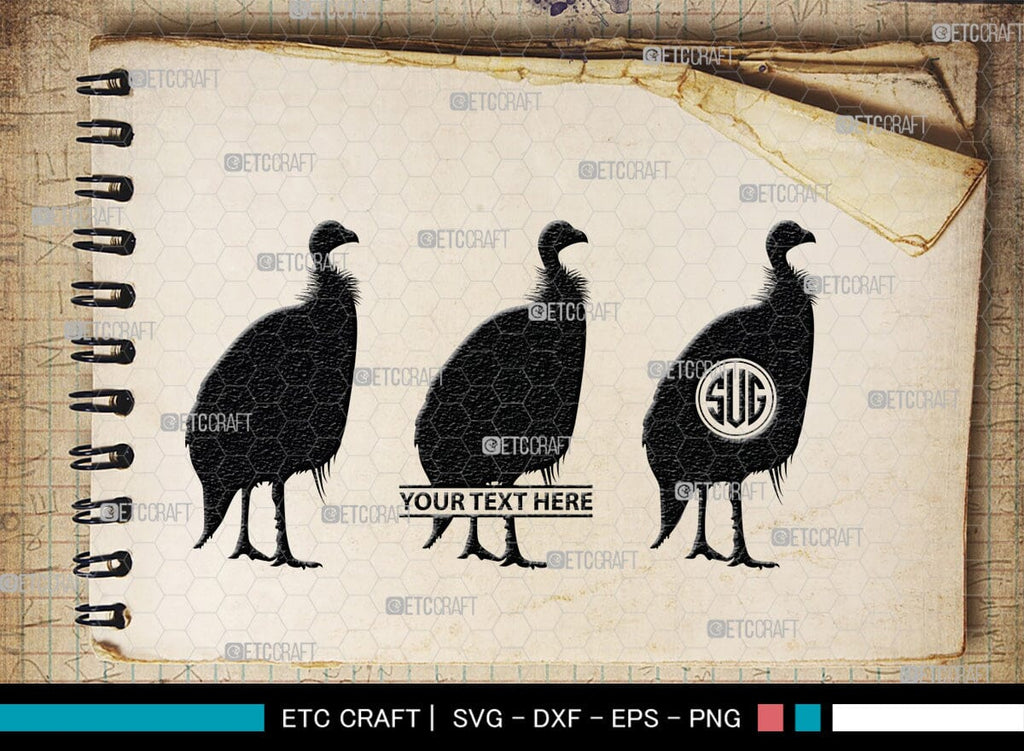 Guinea Fowl Monogram, Guinea Fowl Silhouette, Guinea Fowl SVG, Fowl Svg ...