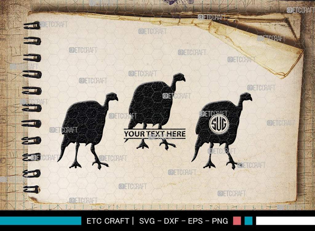 Guinea Fowl Monogram, Guinea Fowl Silhouette, Guinea Fowl SVG, Fowl Svg ...