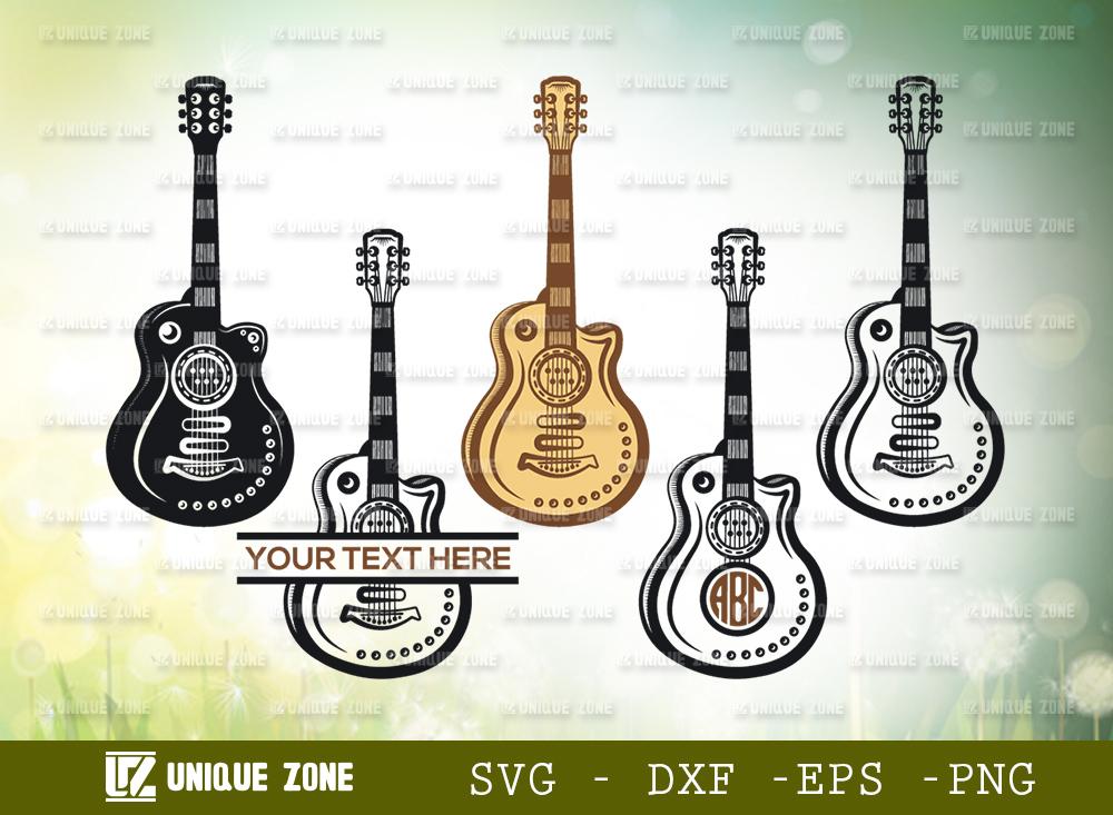 Guitar SVG Cut Files | Acoustic Guitars Svg | Guitar Monogram - So Fontsy