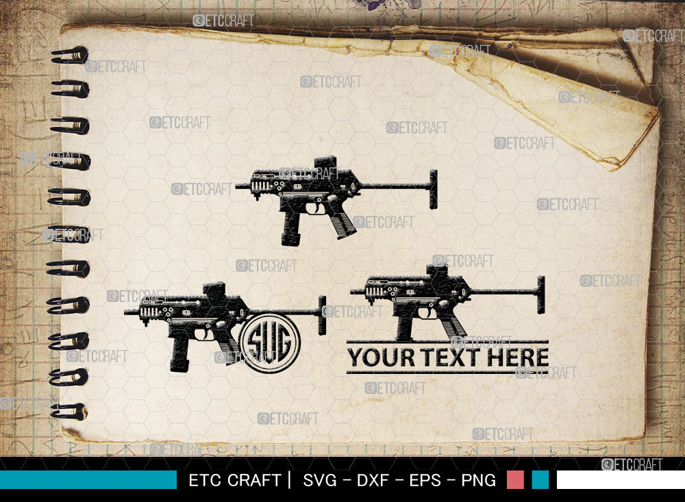 Gun Monogram, Revolver Silhouette, Gun SVG, Gun Silhouettes, Pistol Svg ...