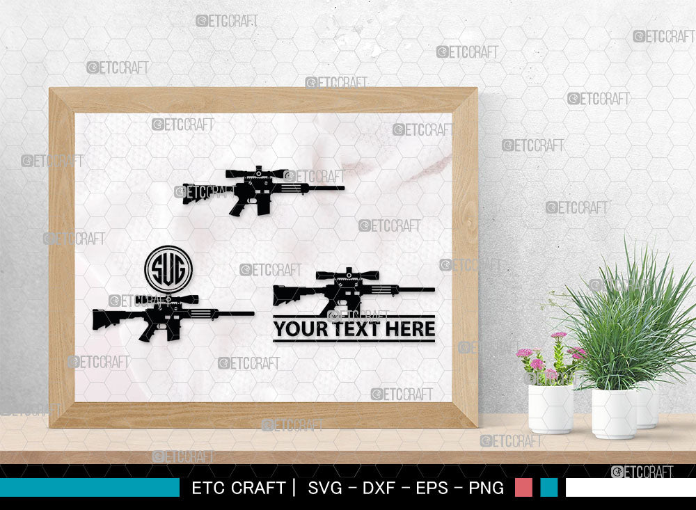 Gun Monogram, Revolver Silhouette, Gun SVG, Gun Silhouettes, Pistol Svg ...