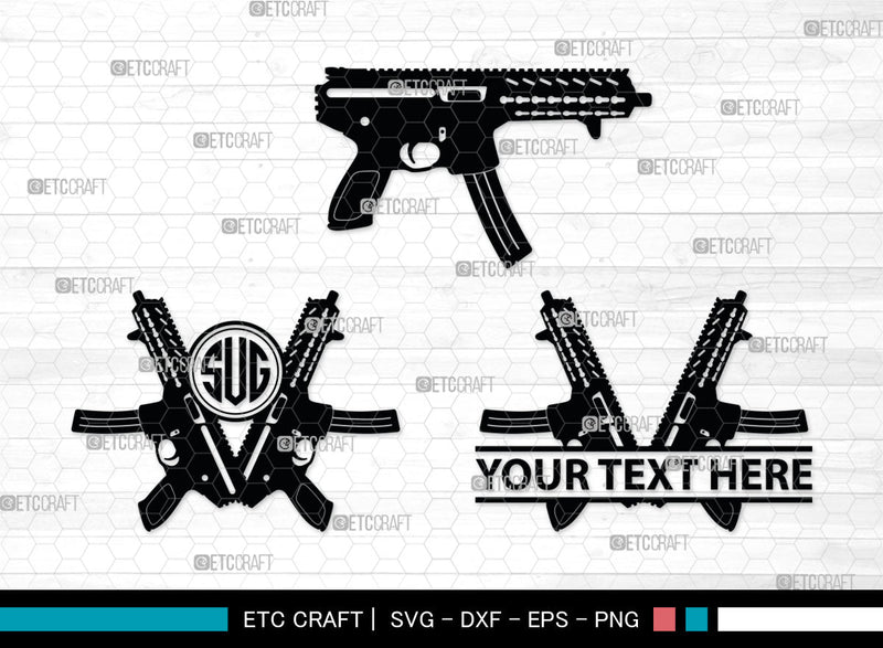 Gun Monogram, Revolver Silhouette, Gun SVG, Gun Silhouettes, Pistol Svg ...