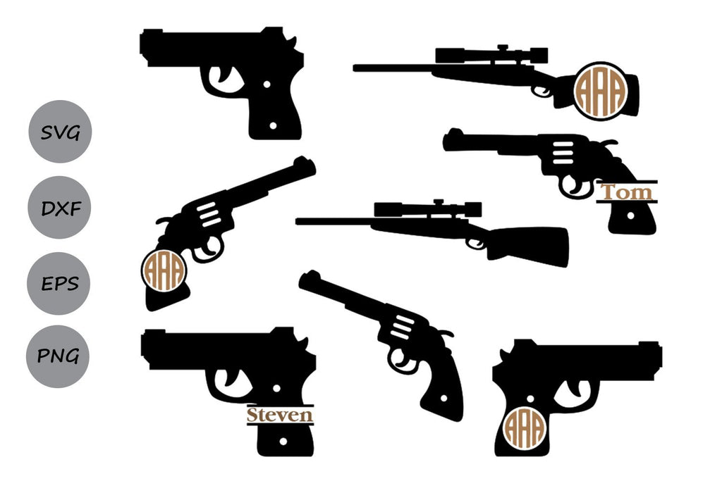 Gun Monogram| Shooting Gun SVG Cut Files - So Fontsy