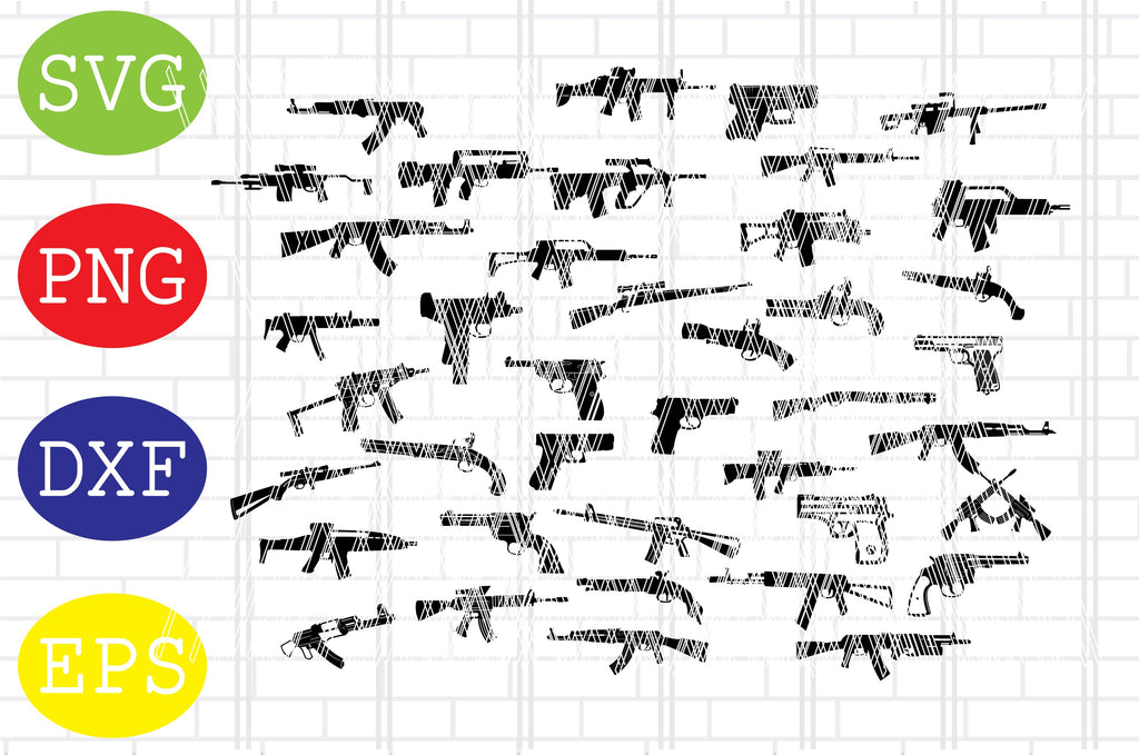 Gun SVG Bundle, Riffle SVG, Pistol SVG, Army svg, Weapon svg, Dagger ...