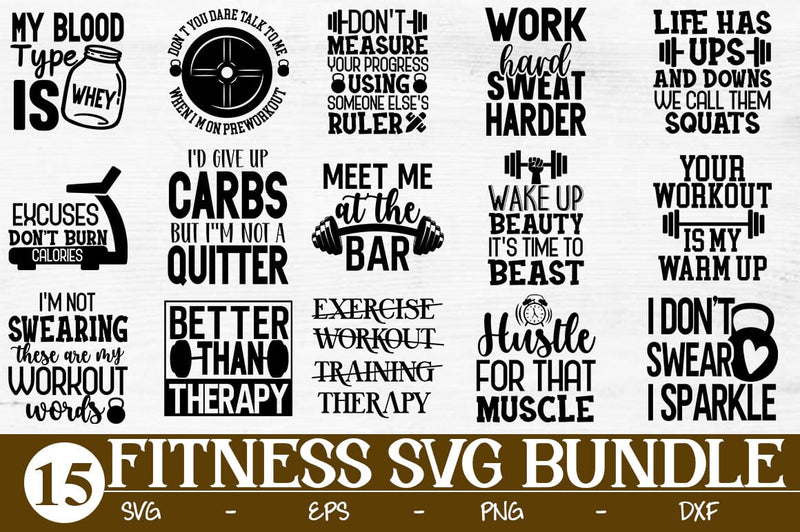 Gym Bundle SVG, Fitness SVG Bundle, Fitness Life SVG - So Fontsy