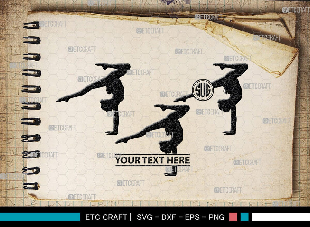 Gymnastic monogram, Gymnastic Silhouette, Gymnastics SVG, Gymnast Svg ...